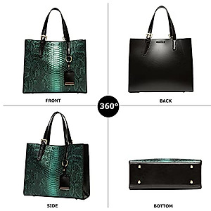 myfriday 3pcs Vegan Leather Tote Shoulder Bag for Women, Snake Pattern Large Top Handle Bags Set