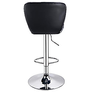 Leader Shell Back Bar Stools Set of 2, Adjustable Bar Stool with Back, Swivel Barstools (Black)