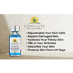 Copper Peptide Face Serum Collagen - With Anti Aging Skin Solutions Properties:1oz/30ml Anti-Wrinkle Formula For Youthful Skin