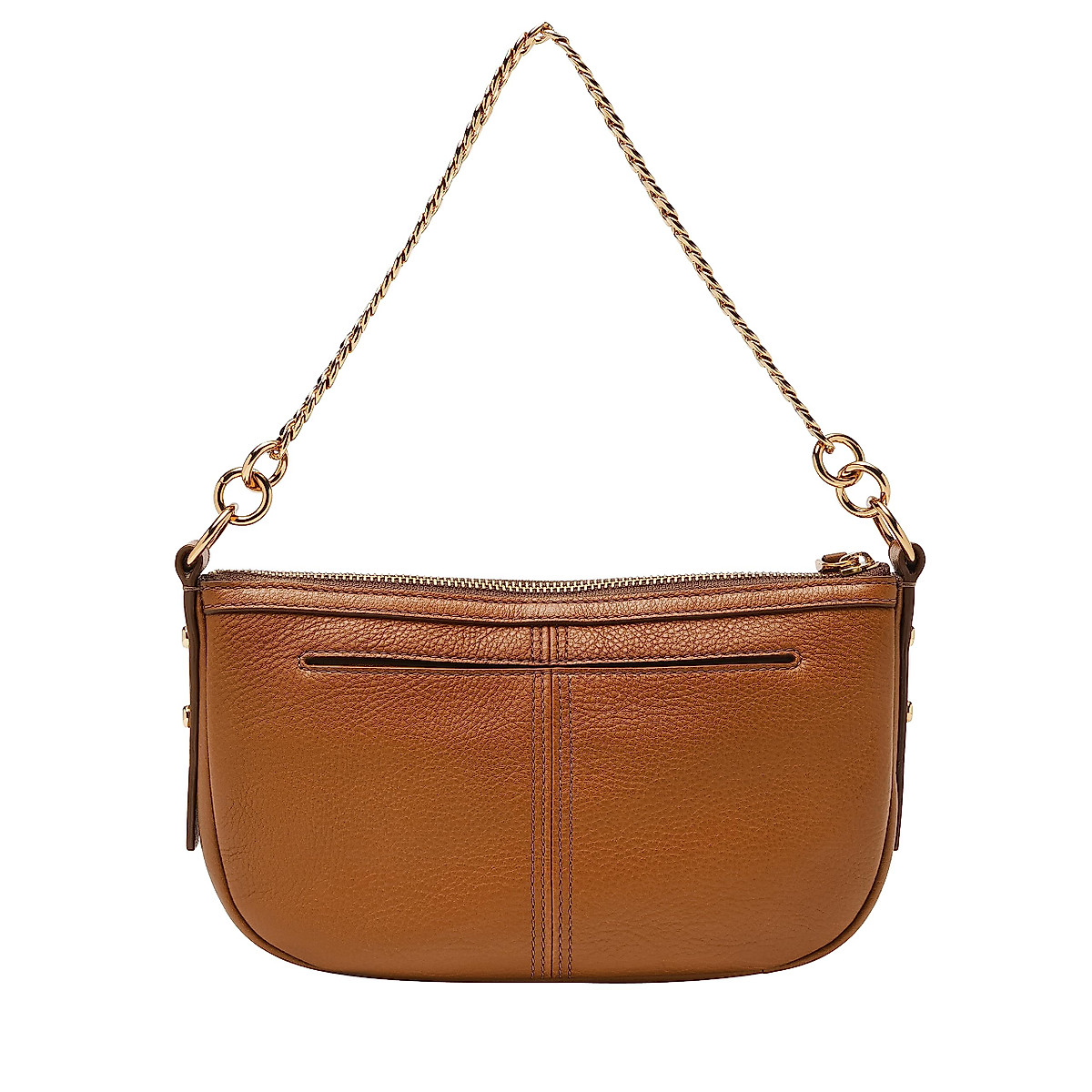 Fossil Women's Jolie Leather & Fabric Small Shoulder Bag Purse Handbag, Natural/Saddle Patchwork w/ Chain (Model: ZB1869194)