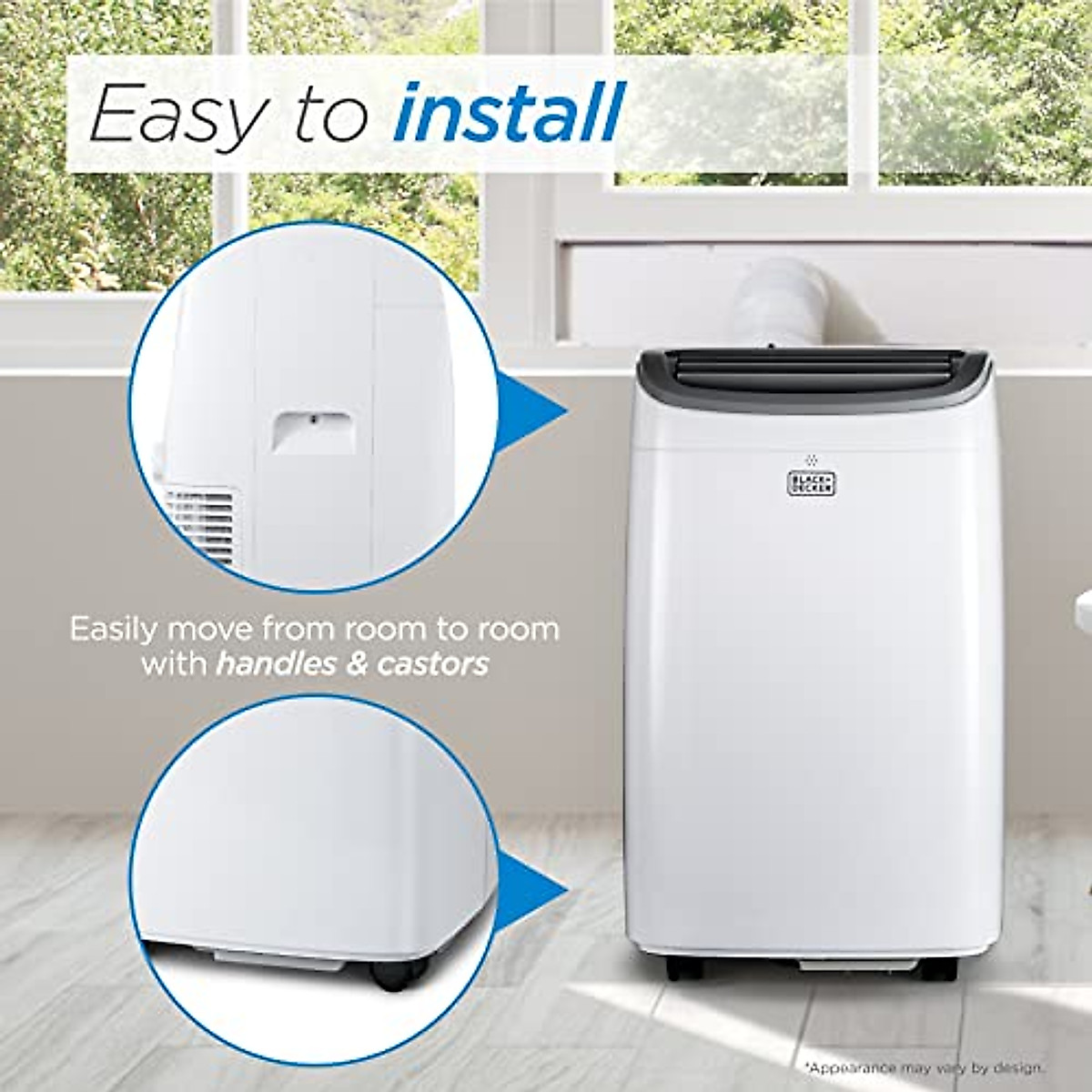 BLACK+DECKER 10,000 BTU Portable Air Conditioner up to 450 Sq.Ft. with Remote Control,White