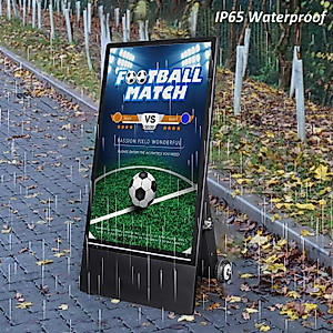 55 Inch Outdoor Portable Digital Signage with Rechargeable 1200WH Battery and Wheels, LCD Non-Touchscreen Digital Kiosk with IP65 Waterproof, Android 11