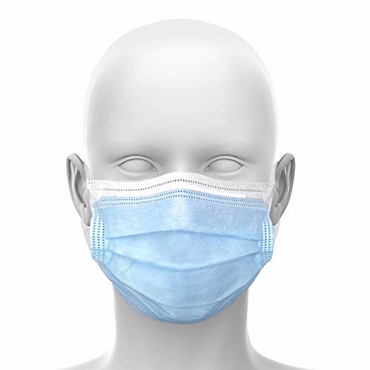 Single Use Pullout Comfort Earloop Disposable Face Mask (Pack of 50), Blue - Latex Free