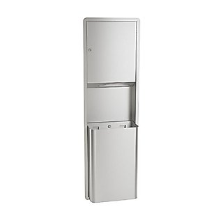 Bradley 234-100000 Standard Stainless Steel Semi-Recessed Mounted Towel Dispenser/Waste Receptacle, 17-1/8" Width x 56" Height x 8-25/32" Depth