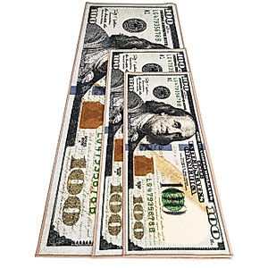 HUAHOO Money Rugs 100 Dollar Bill Runner Area Rug for Living Room Kitchen Rug Laundry Runner Rug Bedroom Bathroom Mat (22" x 53")