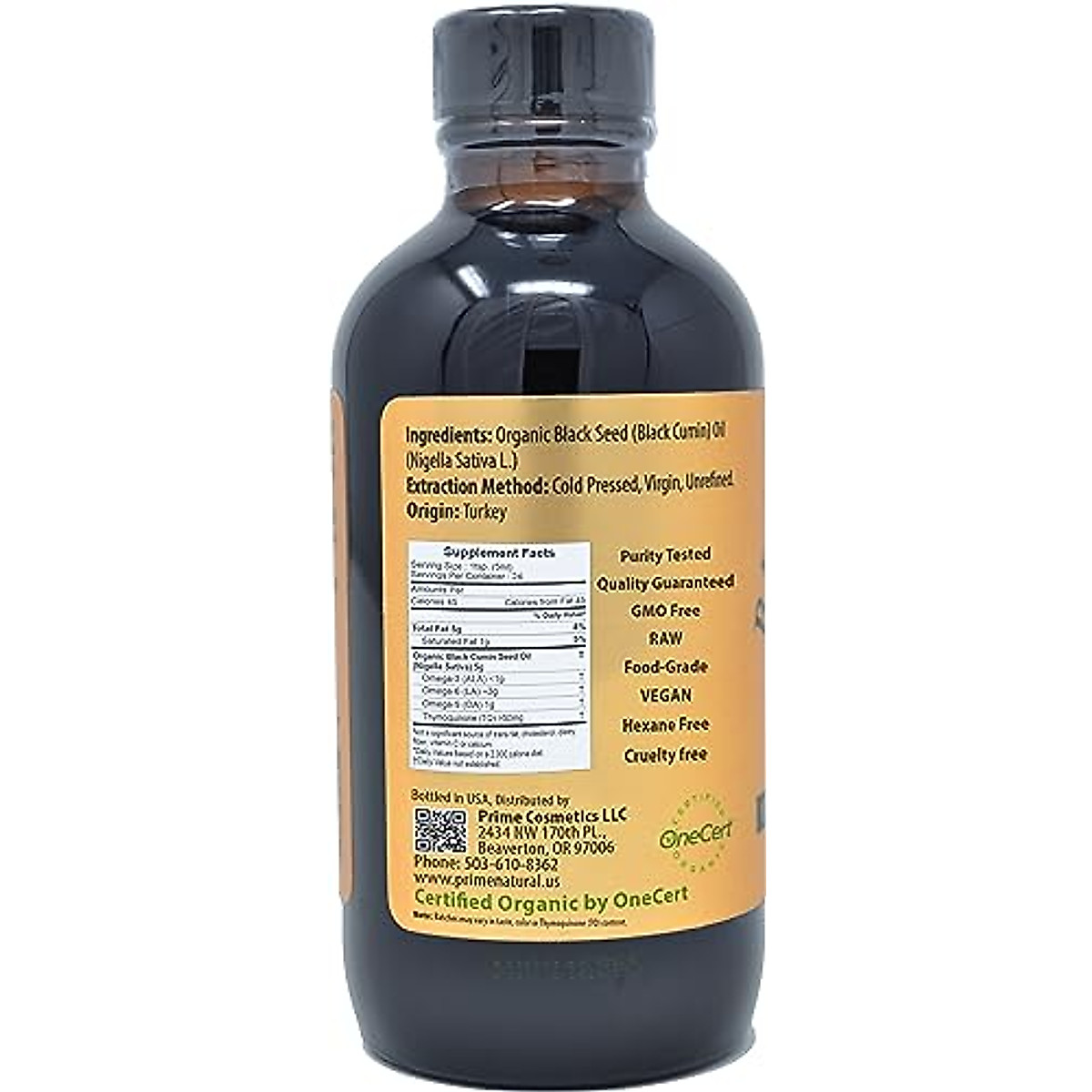 Organic Black Seed Oil 4oz - Cold Pressed Unrefined High Thymoquinone 1.7% USDA Certified - Turkish Origin Potent Nigella Sativa Liquid - Vegan Omega 3 6 9, Antioxidant Immune Boost Joints Skin Hair