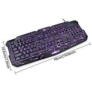 LED 3 Color Backlight/Crackle M-200 Multimedia Ergonomic USB Gaming Keyboard