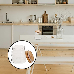 Kichvoe Food Containers Glass Jar with Lid Glass Jars Glass Food Can Canisters Glass Tea Canister Cereals Canister Glass Storage Jars Dry Fruit Jar Coffee Container Bamboo Coffee Can Seal