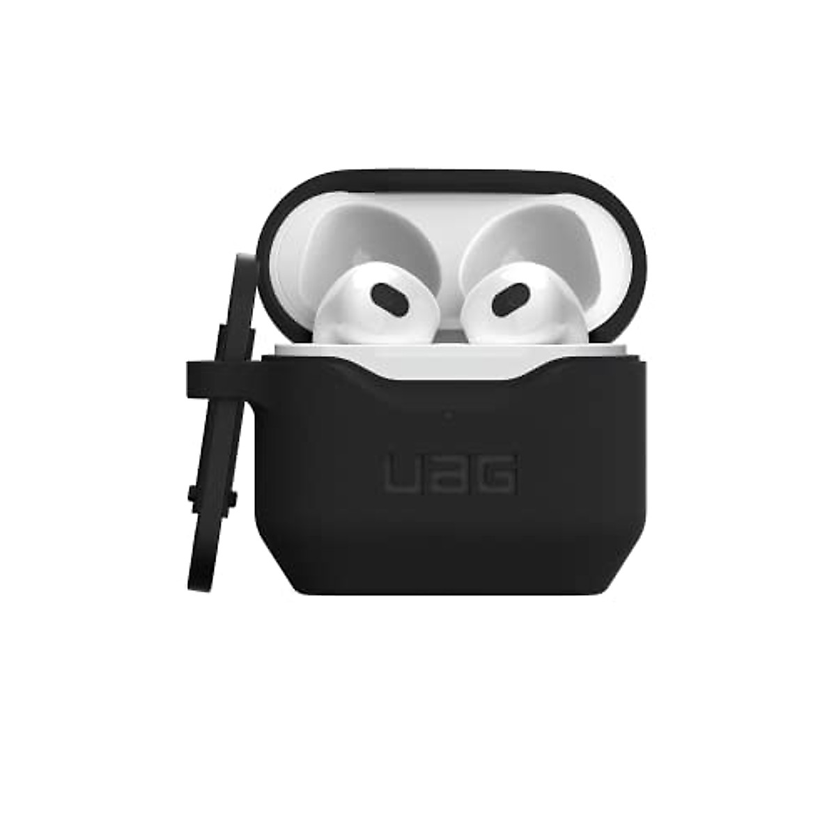 URBAN ARMOR GEAR UAG Designed for AirPod Case Black (3rd Generation 2021) Durable Protective Soft-Touch Silicone with Detachable Carabiner, Standard Issue Series