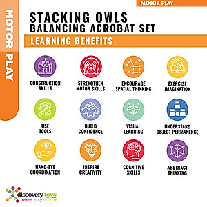 Discovery Toys Stacking Owls Wood Balancing Acrobat Set | Kid-Powered Learning | STEM Toy Early Childhood Development 3 Years and Up