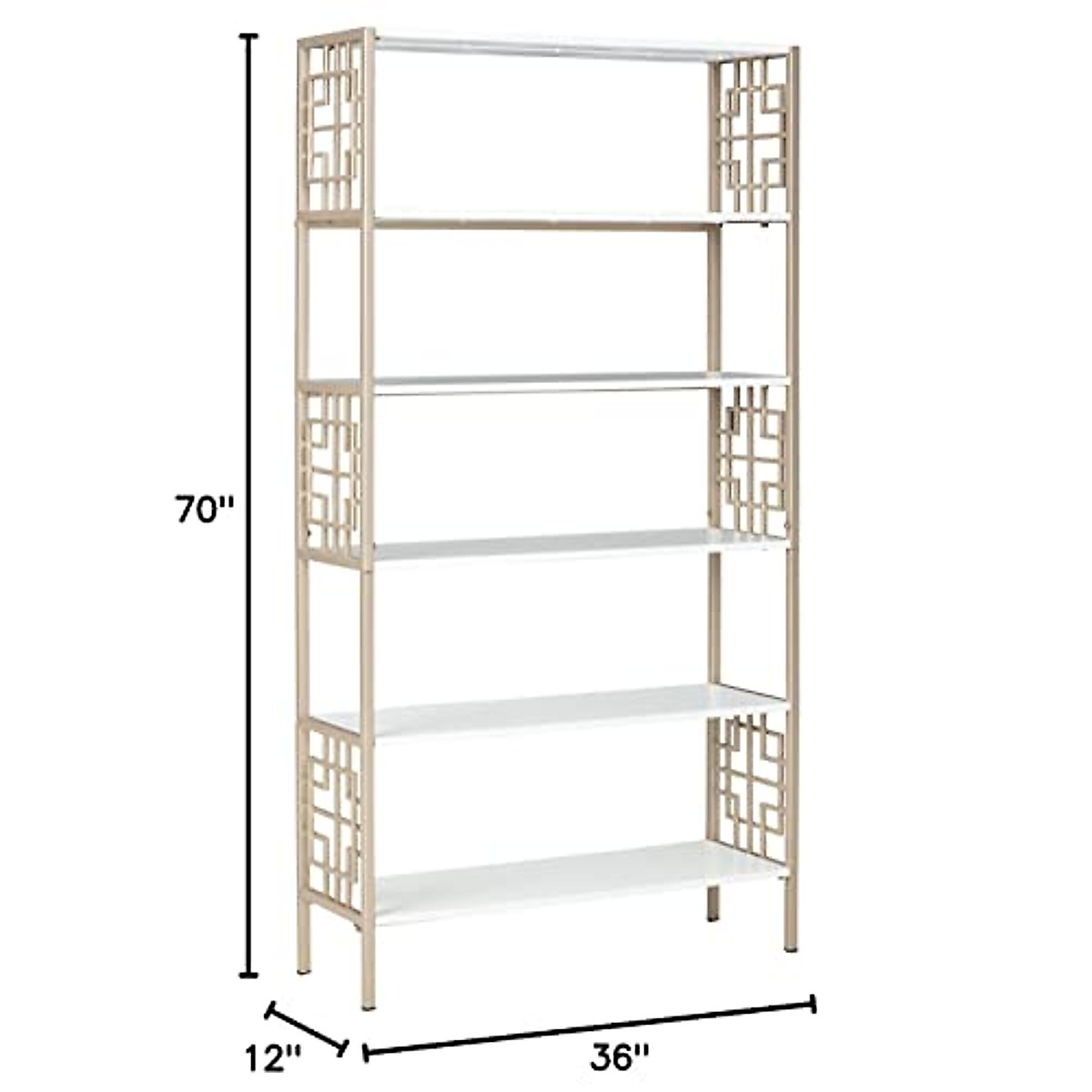 Signature Design by Ashley Glenstone Contemporary 70" Bookcase with 6 Fixed Shelves, Champagne & White