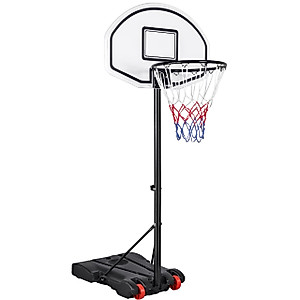 Yaheetech Portable Basketball Hoop Outdoor/Basketball Goals Indoor/Basketball Court/Adjustable Basketball Stand from 5.2 ft to7 ft with 29'' Basketball Backboard Black