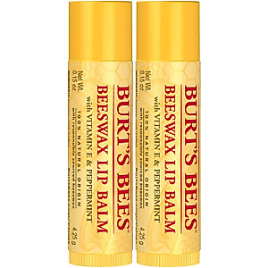 Burt's Bees Lip Balm - Original Beeswax, Lip Moisturizer With Responsibly Sourced Beeswax, Tint-Free, Natural Origin Conditioning Treatment, 2 Tubes, 0.15 oz.