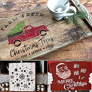 Christmas Stencils for Painting on Wood – Large Christmas Stencil Set includes Gnome & Snowflakes - DIY Holiday Stencils Reusable for Crafts, Signs, Canvas, Windows, Cookies & Templates