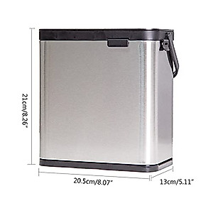 ZIRANU for Creative Kitchen Hanging Trash Can with Lid Handle Cabinet Door Stainless Steel Garbage Bin Wall Mounted Rubbish Waste Paper Basket Basin Bucket