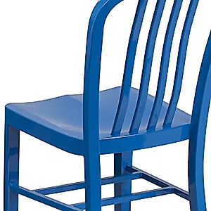Flash Furniture Gael Commercial Grade 2 Pack Blue Metal Indoor-Outdoor Chair