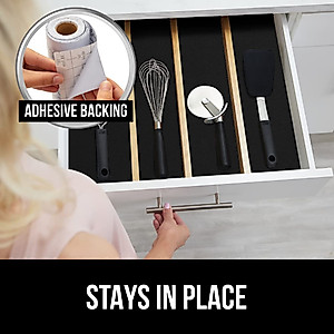 Gorilla Grip Stick Adhesive Removable Liner and Smooth Drawer Liner, Adhesive Liner Size 17.5x10, Contact Liner for Book Covers, Smooth Liner Size 17.5x20, Non Adhesive, Both in Black, 2 Item Bundle