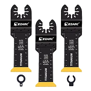EZARC Titanium Oscillating Saw Blades, Extra-Long Oscillating Multitool Blades for Metal, Wood Nails, Screws Cutting, Plastic, 3 Pack