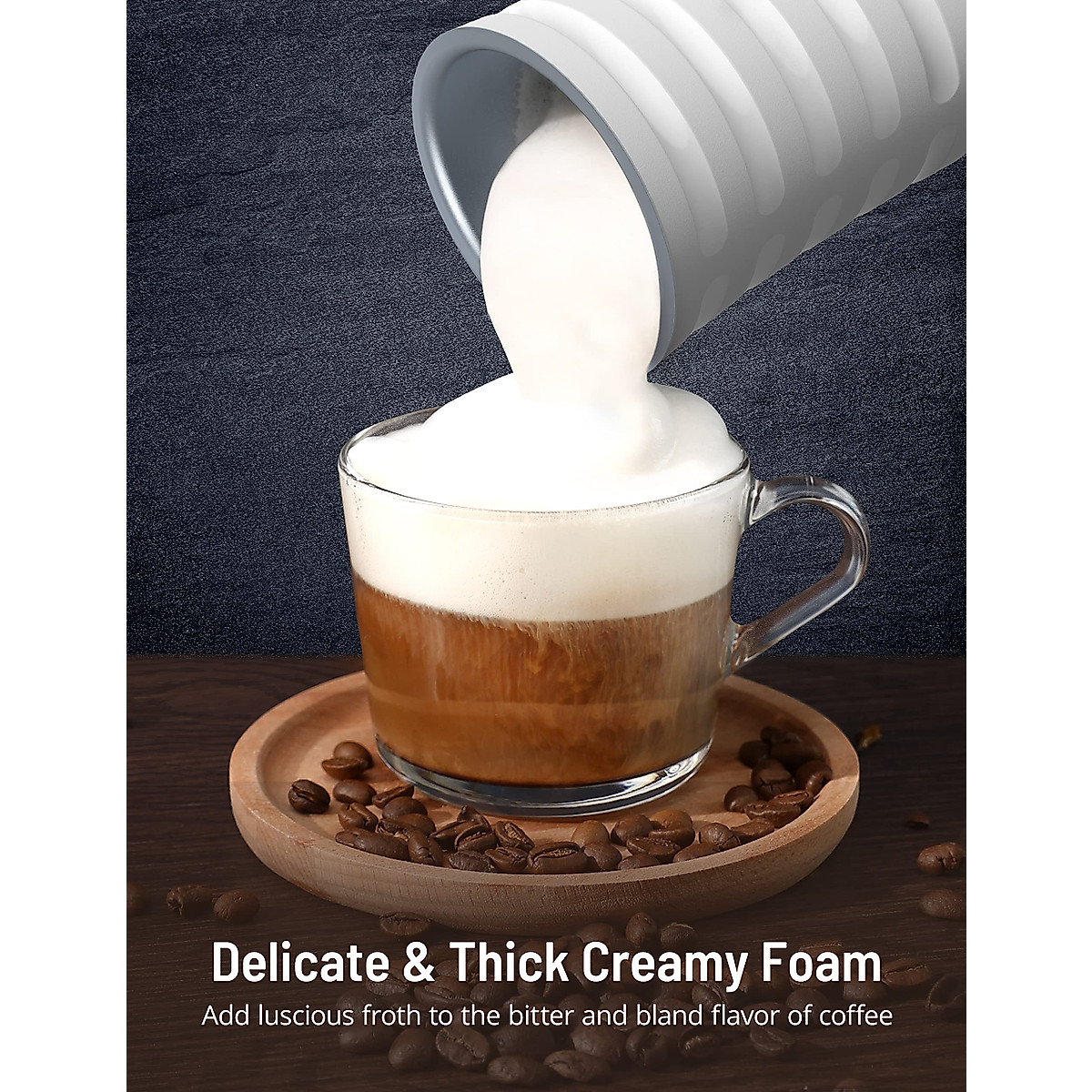 Paris Rhône Milk Frother, 4-in-1 Milk Frother and Steamer, ErgonomicStylish Design, Hot & Cold Milk Steamer with Temperature Control, Auto Shut-Off Frother for Coffee, Latte, Cappuccino, Macchiato