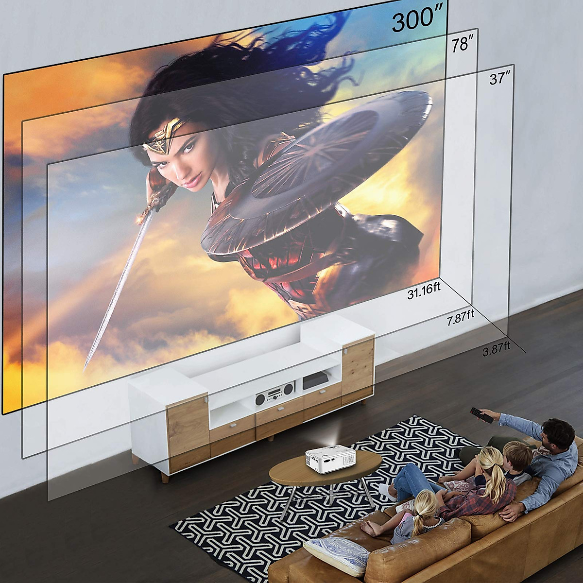 Artlii Enjoy2 Projector with WiFi and Bluetooth, Mini Projector, Portable Projector, Compatible with TV Stick, iOS, Android