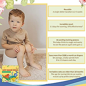 Potty Training Seat Magic Sticker | Dinosaur toddler Potty Training Toilet Color Changing Sticker | 5 Pack Toilet targets with FREE potty e book | Use with or Without Potty chart or potty watch