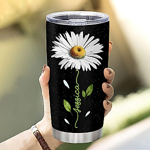 Hyturtle Personalized Gifts For Daisy Flower Lover - Birthday Christmas - Faith Hope Love Daisy Flower Print Custom Name Stainless Steel Tumbler 20oz With Straw Lid - Gifts For Her Women Girl Friend
