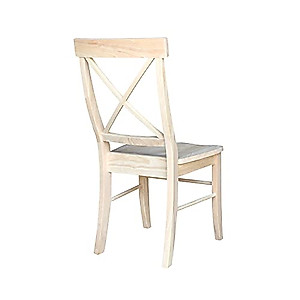 International Concepts Pair of X-Back Dining Chairs, Unfinished Wood