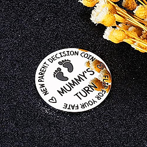 Funny New Mummy Daddy Decision Coin Gifts for Parent First Time Mom to Be Pregnancy New for Women Men Christmas Birthday Mothers Fathers Day Mom Dad Present Double Sided