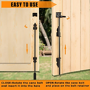 DJSUNPACKING 24" Heavy Duty Cane Bolt Gate Drop Rod-Steel Gate Ground Latch Designed for Wood Metal Vinyl Gates or Double Doors Fence Applications-2 Pack