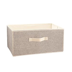 NEYSTYP Storage Cubes -15"X7"/23L Collapsible Storage Bins,Fabric Storage Cubes for Closet,Blanket,Clothes and Gift,Toys,2 Reinforced Handles,Beige Cube Storage Organizer Bins (1)