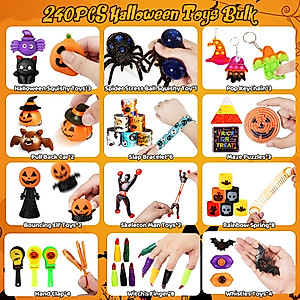 Shemira Halloween Party Favors for Kids, Bulk Halloween Party Favors, 240Pcs Bulk Halloween Toys for Trick or Treat, Classroom Carnival Prizes Halloween Goodie Bags Stuffers, Halloween Gifts for Kids