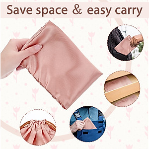 10 Pcs Dust Bags for Purses and Handbags Silk Dust Cover Bag for Handbags Purses Shoes Boots Silk Drawstring Storage Bags Purse Dust Bags for Storage, 3 Sizes (Pink)