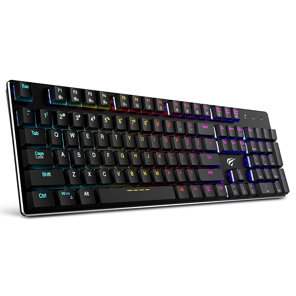 Mechanical Keyboard HAVIT RGB Backlit Wired Gaming Keyboard Extra-Thin & Light, Kailh Latest Low Profile Blue Switches, 104 Keys N-Key Rollover HV-KB395L (Black) (Renewed)