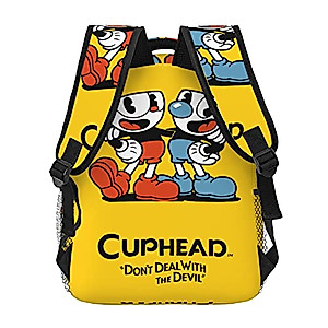 Zqiyhre Cupx-Head Backpack Print Cartoon Waterproof Laptop Backpack Casual School Backpack for Student