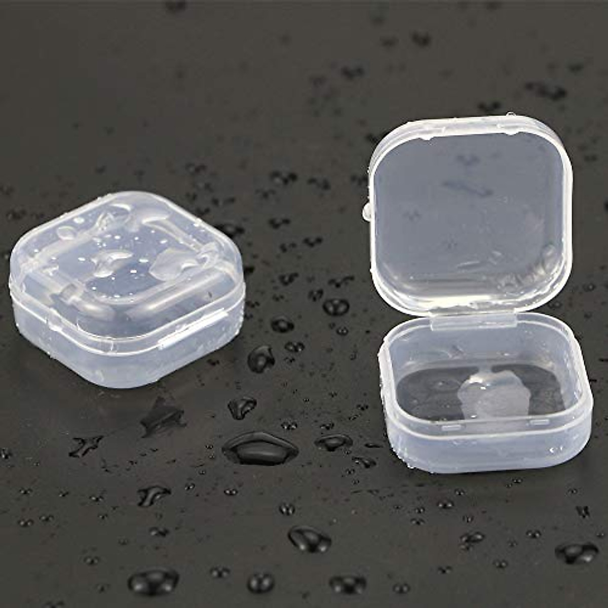 UPlama 40Pack Square Mini Clear Plastic Bead Storage Containers Box With Hinged Lid, Small Box Jewelry Earplugs Storage Box For Items,Earplugs,Pills,Tiny Bead,Jewerlry Findings(1.38x1.38x0.7Inch)