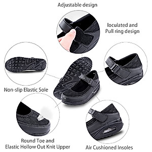 Women's Comfort Working Nurse Shoes Adjustable Breathable Wedges Slip-on Walking Sneaker Fitness Casual Shoes Mary Jane Sneaker,D-41BLACK
