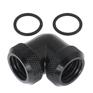 G1/4 Female to Female Extender Fitting Connector 3 Pcs 90° Rotary Elbow 14mm OD Hard Tube Quick Twist Connector with 24-Pin ATX Power Supply Jumper Bridge Tool Kit for PC Water Cooling System [FDXGYH]