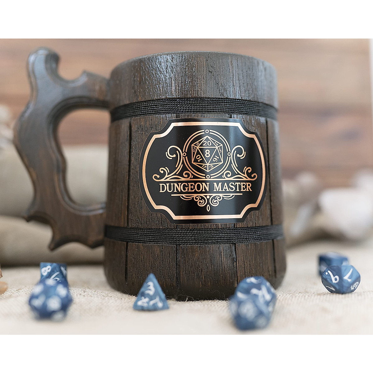 Dungeon Master Beer Mug. Dungeon and Dragons Mug. Dungeon Master Stein. D&D Gift. Wooden Beer Stein. Best Gift. Wooden Beer Mug. Wood Beer Mug Gamer Gift Beer Tankard K145