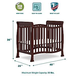 Dream On Me Violet 4-In-1 Convertible Mini Crib In Espresso, Greenguard Gold Certified, JPMA Certified, 3 Position Mattress Height Settings, Non-Toxic Finish