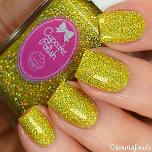 Princess Lolly - yellow glitter holographic nail polish by Cupcake Polish