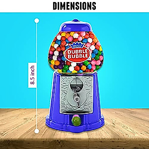 Gumball Machine for Kids 8.5" - Coin Operated Bubble Gum Machine and Toy Bank - Candy Machine Dispenser Includes 85 Gum Balls - Great Candy Dispenser Machine Gift Toys for Girls and Boys - 8.5" (Blue)