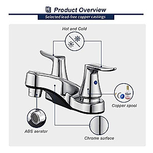 Bathroom Sink Faucet,4 Inch Centerset Faucet for Bathroom Sink,Bathroom Lavatory Faucet,Widespread Bathroom Faucet,4" lavatory faucet chrome,HOMELODY
