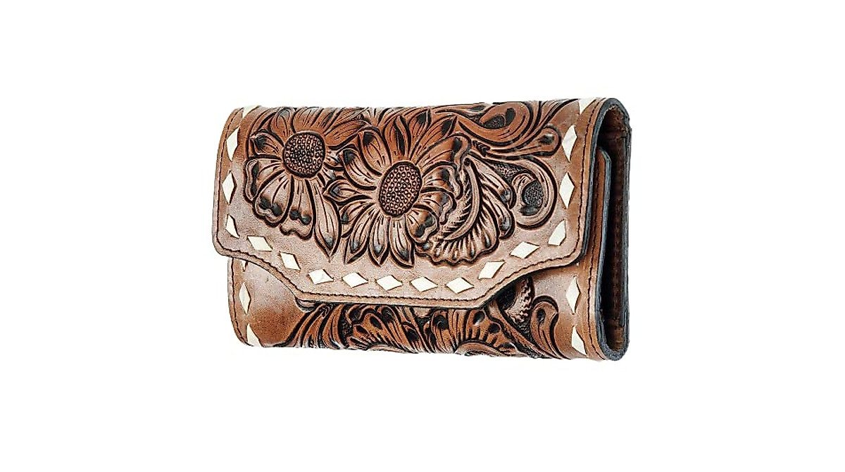 American Darling Hand-Carved Leather Wallet - Western Clutch