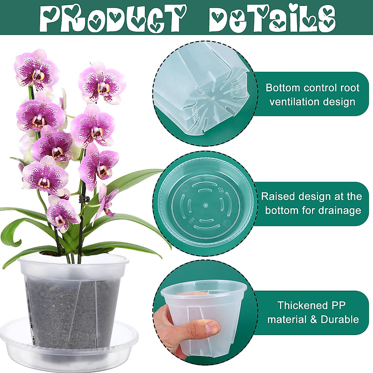 Ioffersuper 18-Pack Nursery Pots Clear Pots with 18 Tray, 4 Sizes Plastic Pots for Transplant and Seedlings Starter Plants Planting Pots, 100 Pcs of Plant Labels