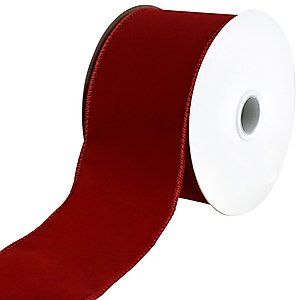 Homeford Outdoor Christmas Velvet Wired Ribbon, 2-1/2-inch, 10-Yard, Medium Red