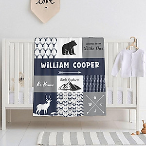 Personalized Baby Blankets for Boys Girls Custom Baby Blanket with Name for Toddlers Kids Fleece Bed Throw Blanket Swaddle for Newborn Customized Baby Gifts for Birthday Baby Shower Nursery Blanket