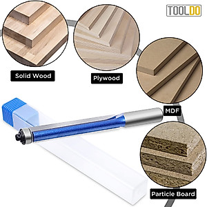 TOOLDO 3" inch Bearing Flush Trim Bit，C3 Carbide Flush Trim Router Bit, 1/2 inch Shank for Wood Router, for DIY, Woodworking Project, High Grade