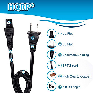 HQRP AC Power Cord Compatible with Bose Acoustimass Series 15 16 II Home Entertainment Speaker System Mains Cable, Black