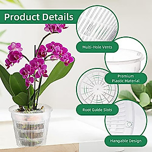Ohiyoo Orchid Pot 4 inch Orchid Pots with Holes 12 Pcs Clear Plastic Orchid Pots Slotted Orchid Pots for Repotting Clear Nursery Pots Net Pots Plastic Flower Plant Pot Indoor Outdoor (4.3inch, 12pcs)