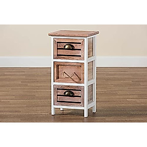 Baxton Studio Palta Modern and Contemporary Two-Tone White and Oak Brown Finished Wood 3-Drawer Storage Unit